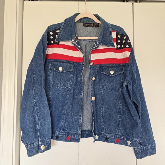 Vintage | Jackets & Coats | American Flag Denim Jean Jacket | Poshmark